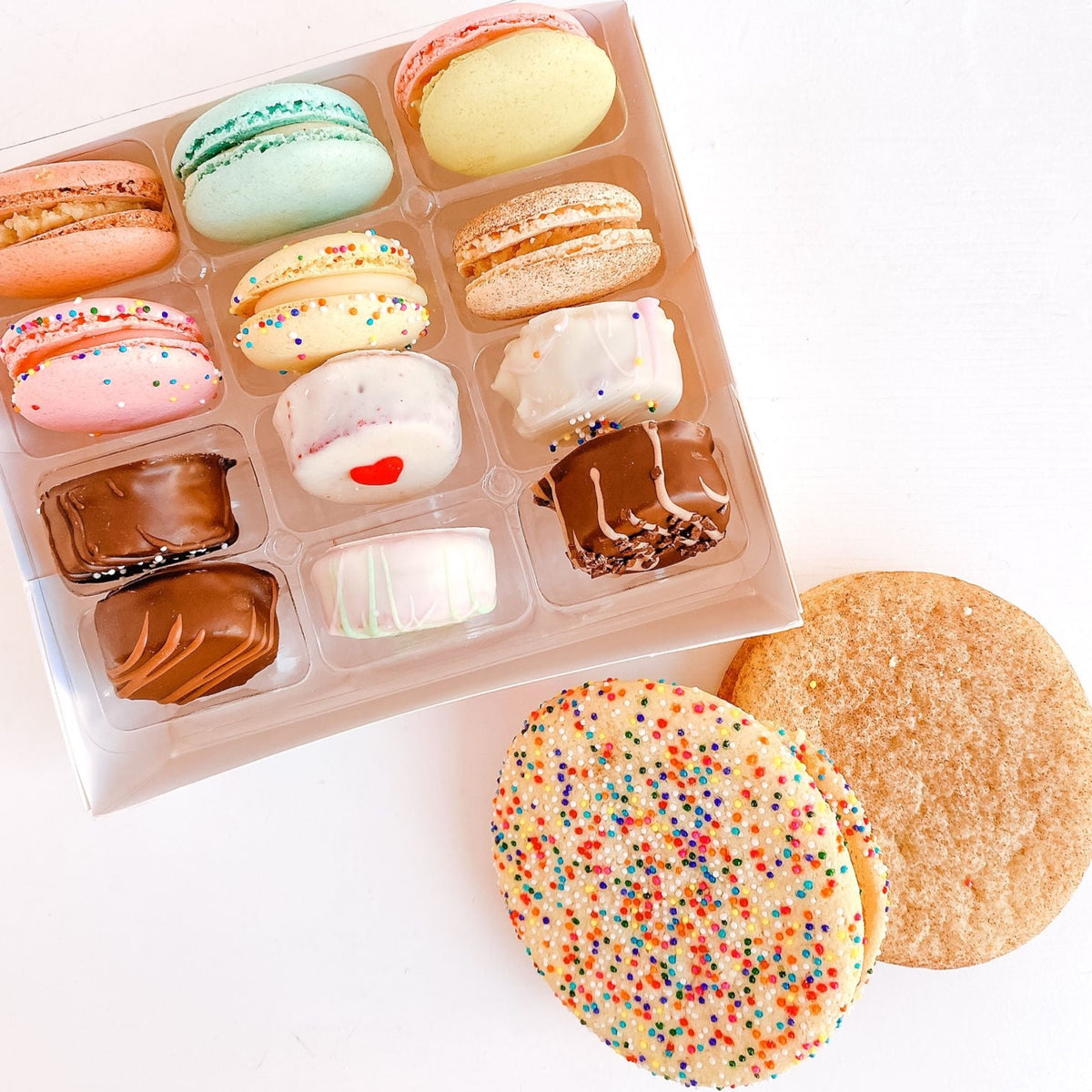 Sift Desserts Sampler with 6 French Macarons + 6 Cake Bite Truffles + 2 ...